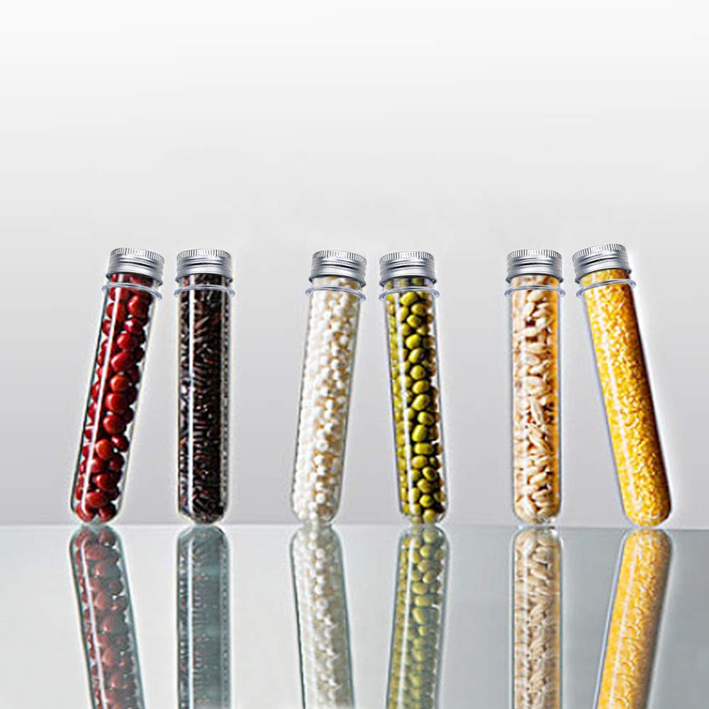 Clear Plastic Test Tubes with Caps,20pcs 25x140mm(45ml) Clear Tubes with 2 Funnel for Scientific Experiments, Party, Decorate The House, Candy Storage