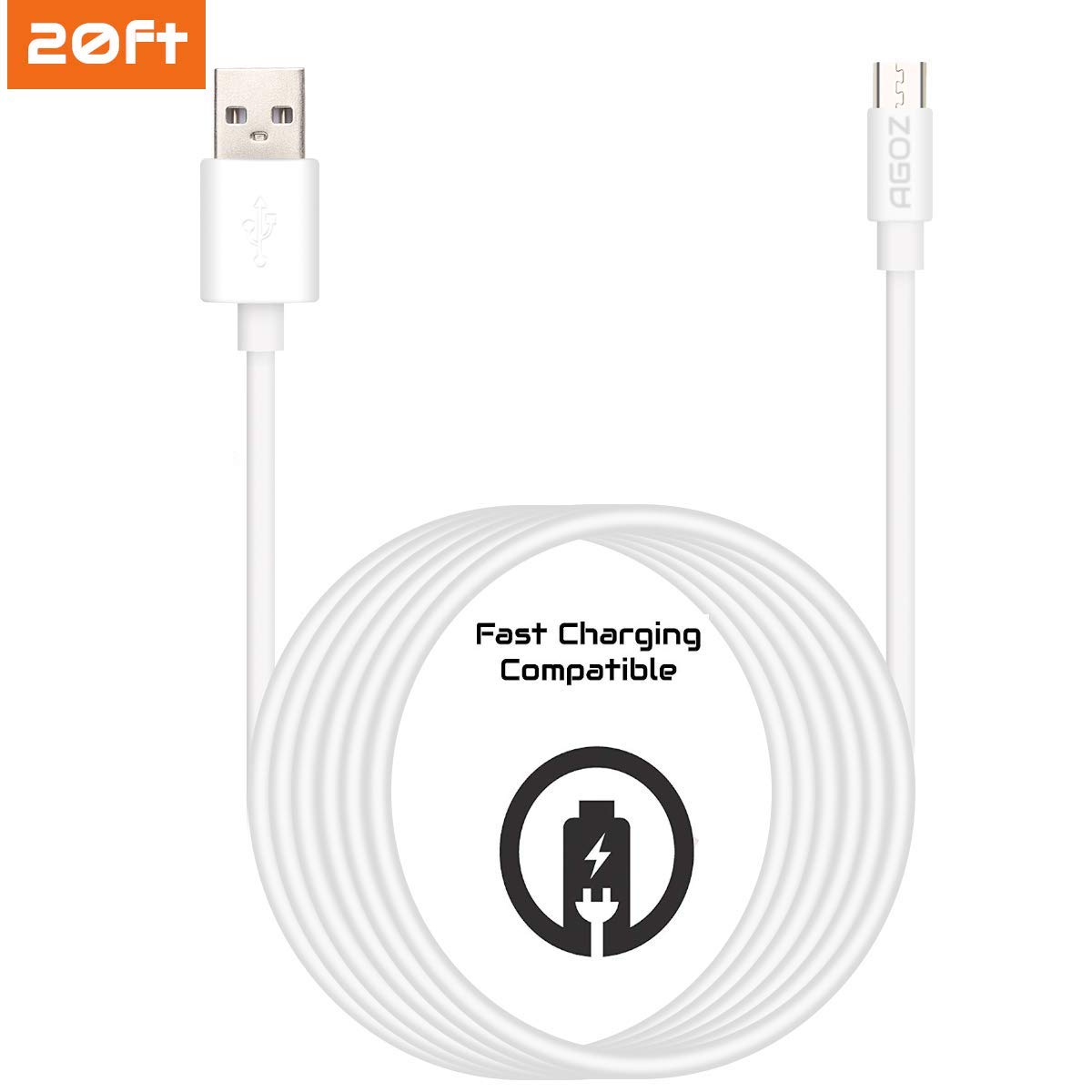 2 Pack 20FT PS4 Controller Charger Charging Cable – Micro USB High Speed Fast Data Cord for Playstation 4, PS4 Slim, Xbox One Controller, Wyze Cam 1080p, Pan, Blink XT Home Security Cam, Arlo Pro 2