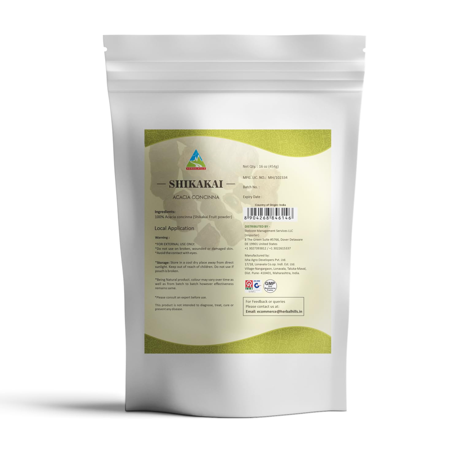 Herbal Hills Shikakai Powder (Acacia Concinna Powder) | 16 Oz (454 GMS) | Natural Hair Growth Cleanser & Conditioner
