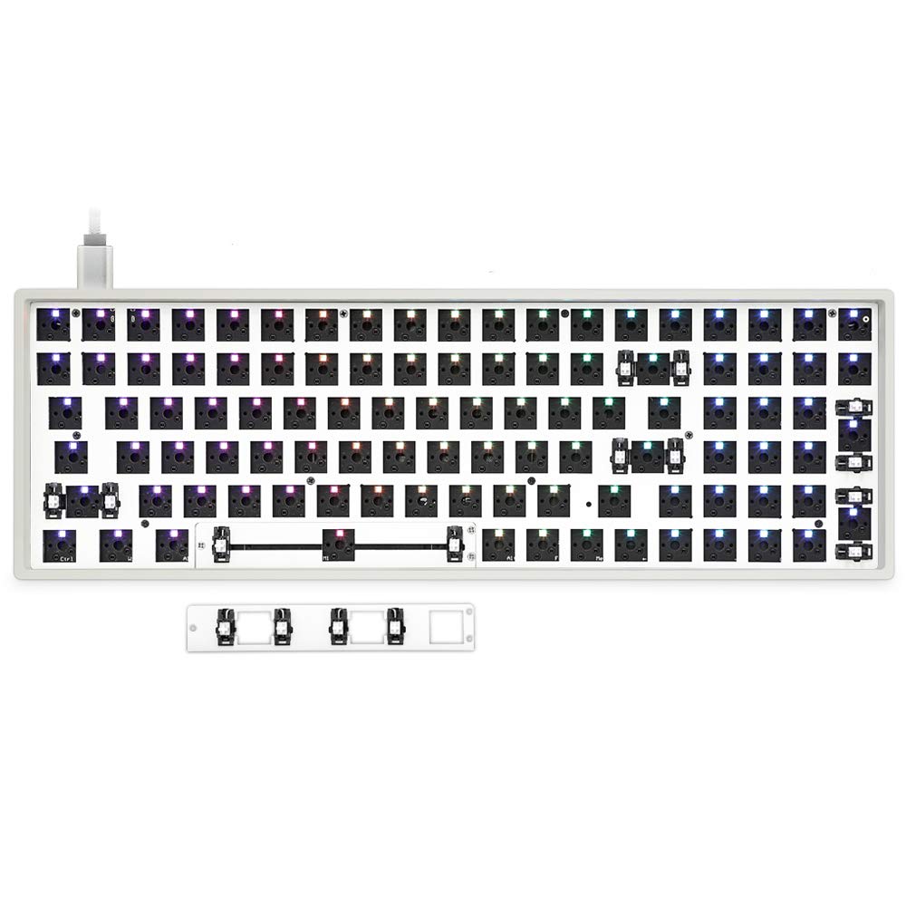 KPREPUBLIC gk96 gk96x hot swappable Custom Mechanical Keyboard Kit Support RGB Switch LEDs Type c Software programmable Balck White case (GK96X White Case Kit x1)