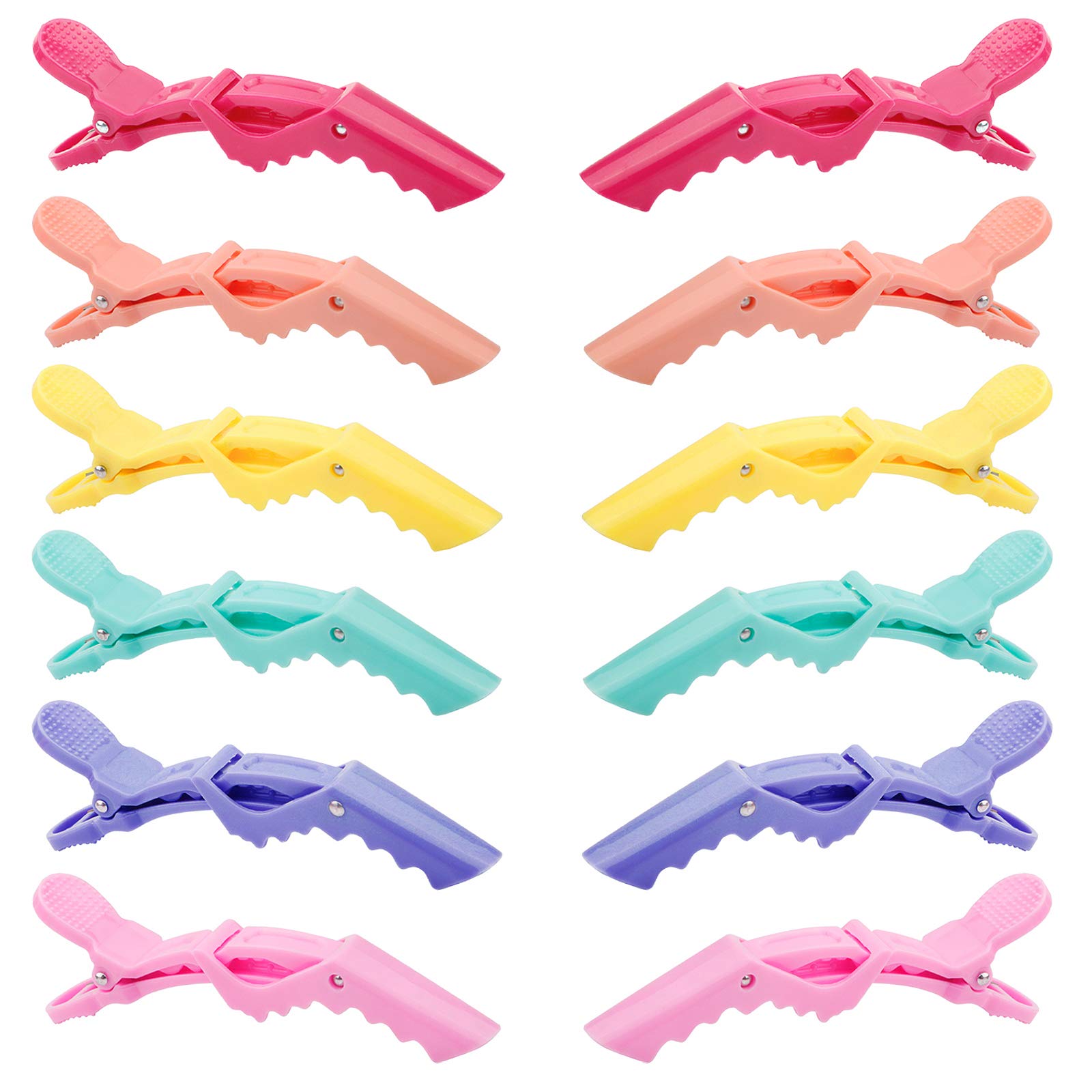 GLAMFIELDS 12 pcs Alligator Hair Clips for Styling Sectioning, Non-slip Grip Clips for Hair Cutting, Durable Women Professional Plastic Salon Hairclip with Wide Teeth & Double-Hinged Design