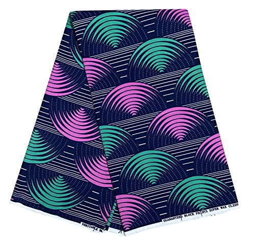 African Wax Fabrics Ethnic Ankara Wax Print 6 Yards for Party Dresses and DIY Upholstery Fabrics (P48)