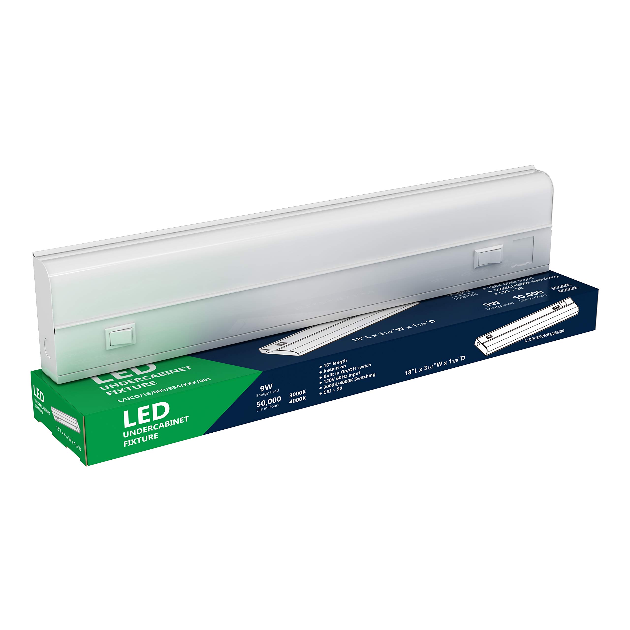 18 inch Hardwired Under Cabinet Lights, 2 Color Settings - 3000K (Soft White) and 4000K (Cool White), Under Cabinet Lighting, Dimmable Under Counter Lights, Under-Counter Light Fixtures