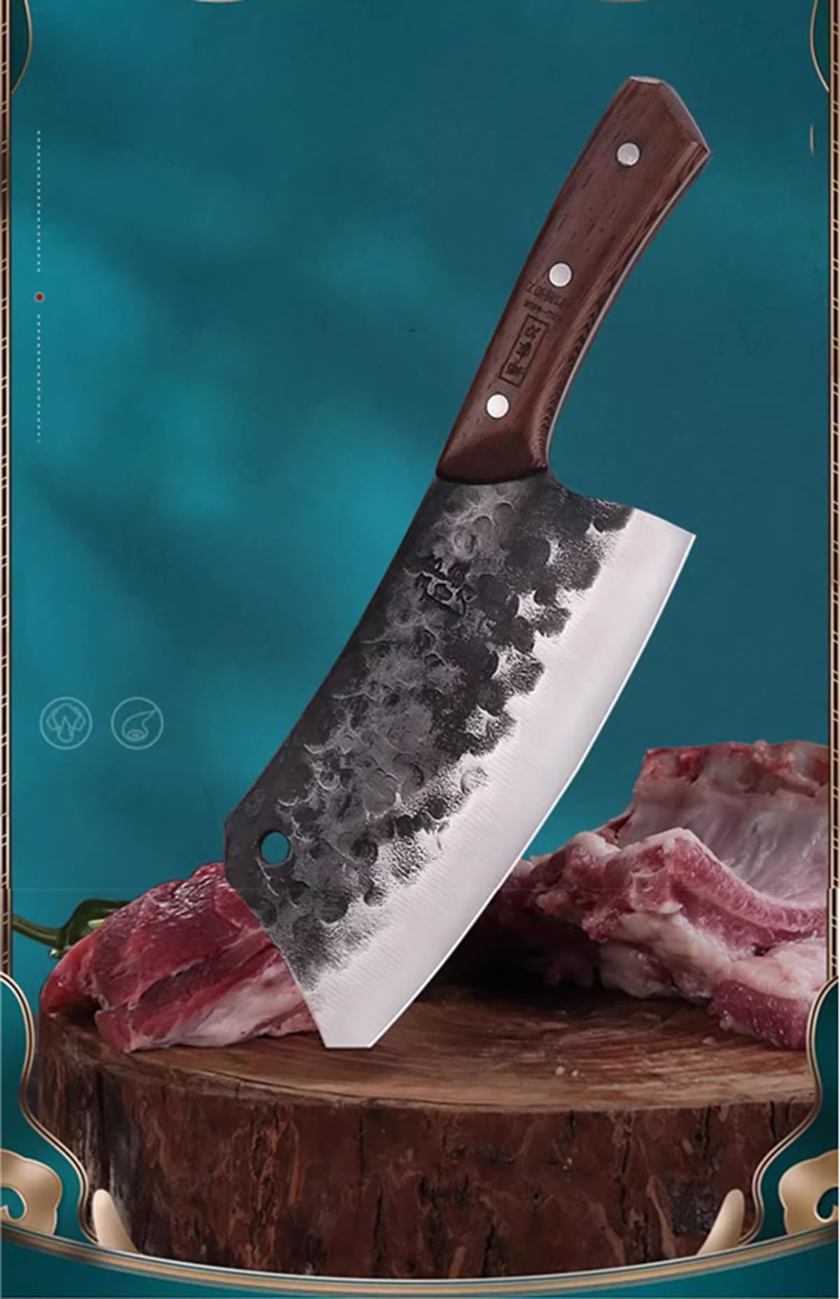 DENGJIA Chef Knife 7.2 Inch Chinese Chef's Knife and Meat Cleaver with Rosewood Handle Kitchen Knife