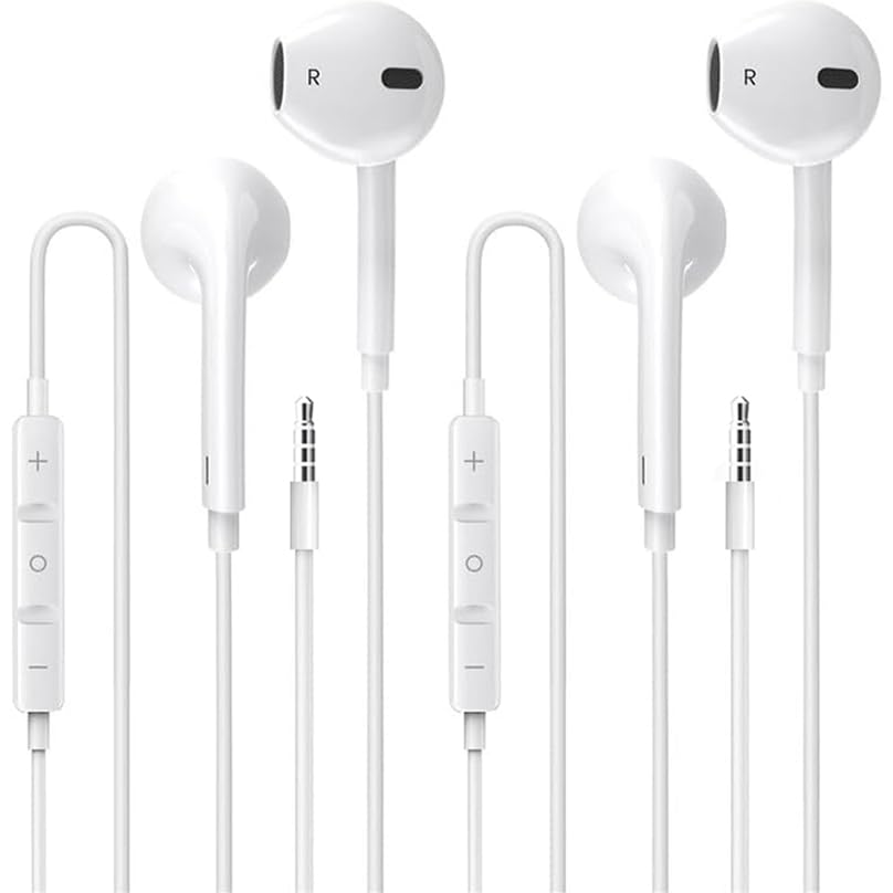 2 Packs Apple Wired Headphones Earbuds with Microphone,in-Ear Earphones Volume Control[Apple MFi Certified] Headphones Compatible with iPhone/ipad/Android/Computer and Other 3.5mm Jack Devices