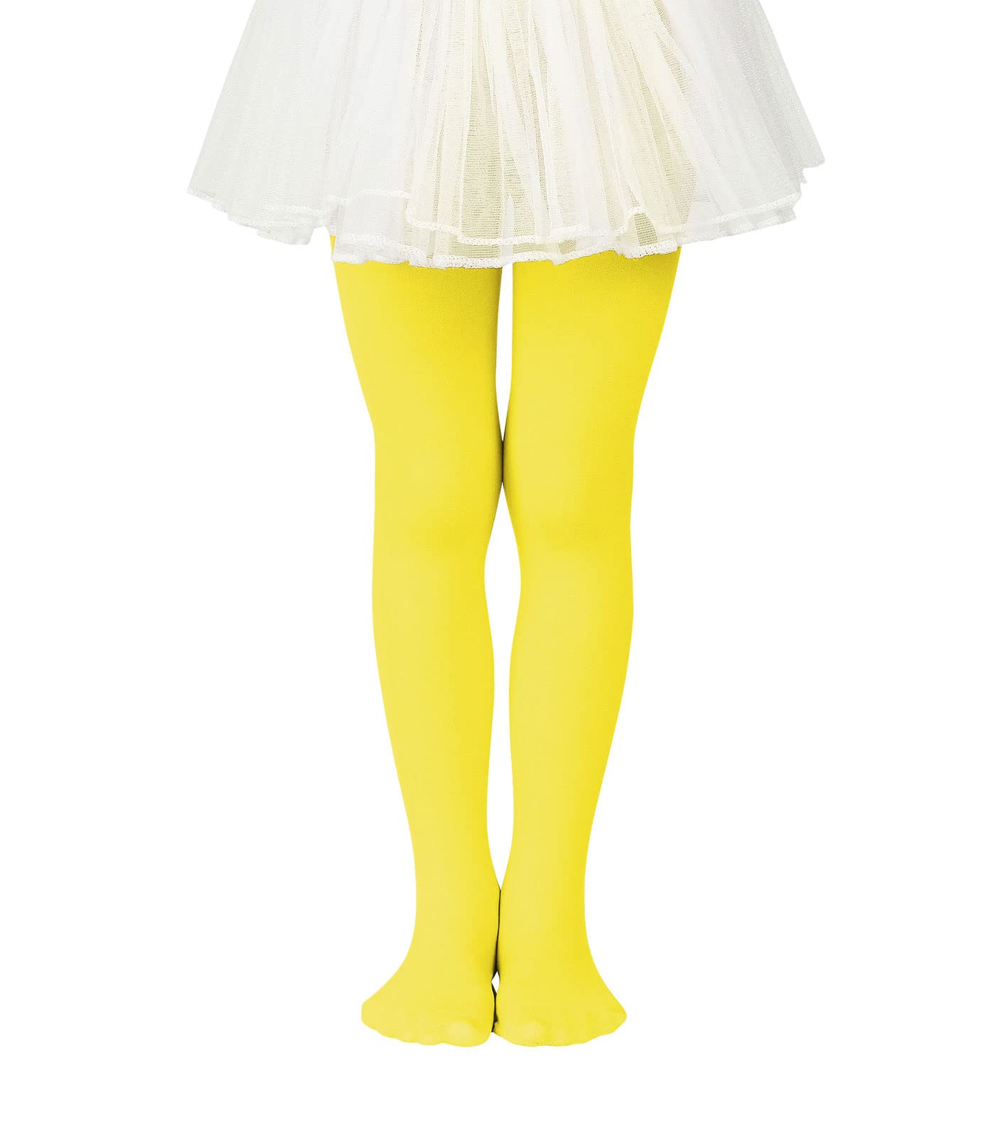 Century Star Ballet Dance Tights Footed Ultra-Soft Kids Super Elasticity School Uniform Tights For Girls 1 Pack Yellow 6-9 Years