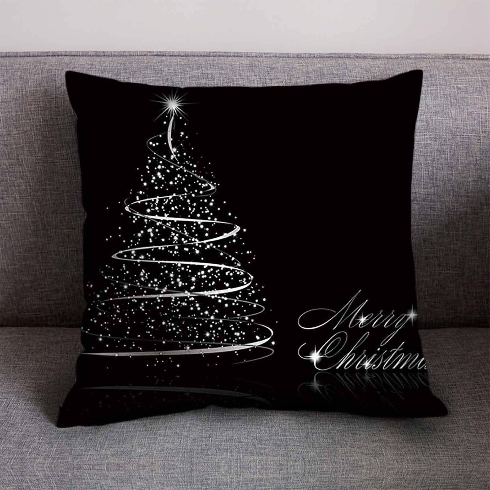 Akabsh Peach Skin Pillowcase Cushion Cover,Throw Pillow Cover for Bed Sofa Chair Cushion Cases, Christmas Tree Happy Holiday Blessing Gift Throw Pillow Cover Cushion Case 17.8" x 18"