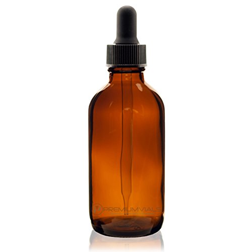 4 Oz (120 ml) Amber Boston Round Glass Bottle w/Dropper - Pack of 24