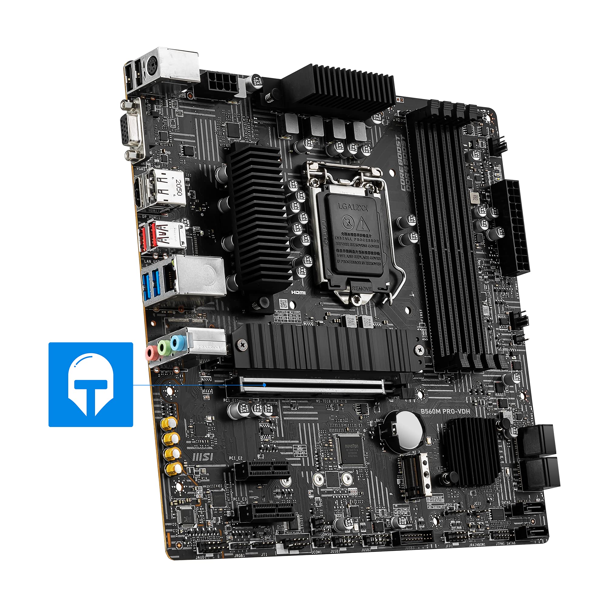 MSI B560M PRO-VDH ProSeries Motherboard (Micro-ATX, 11th/10th Gen Intel Core, LGA 1200 Socket, DDR4, PCIe 4, M.2 Slots, SATA 6Gb/s, USB 3.2, 2.5G LAN, DP/HDMI)