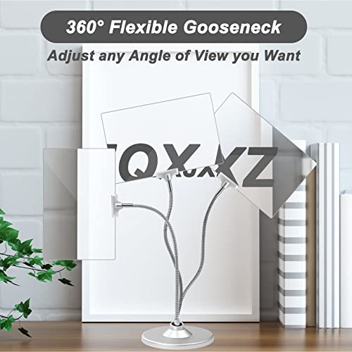 5X Magnifiers with Stand, 10"x6" Flexible Gooseneck Full Book Page Magnifying, Large Book Page Magnifier for Reading Small Prints & Low Vision Seniors with Aging Eyes, Sliver