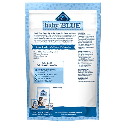 Blue Buffalo Baby BLUE Soft Biscuits Natural Puppy Dog Treats, Chicken & Carrots 8-oz Bag