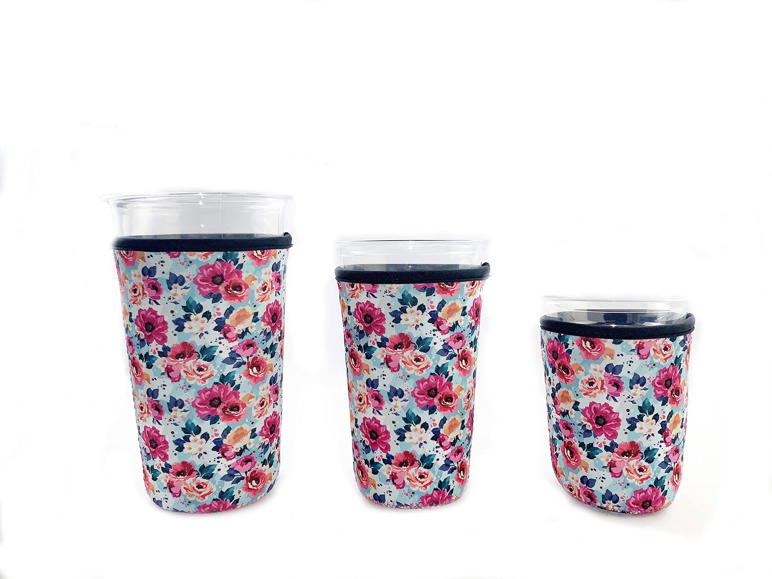 3 Pack Reusable Iced Coffee Sleeves, Jahomieo Insulator Sleeve for Cold Beverages, Neoprene Drink Sleeve Cup Holder for Starbucks Coffee, McDonalds, Dunkin Coffee，More