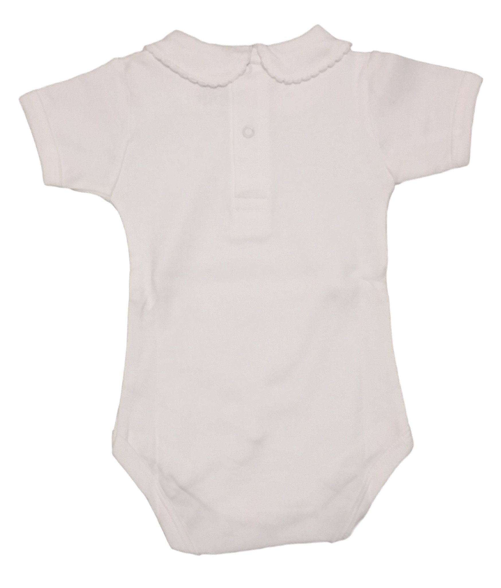 CARLINO Baby Peter Pan Collared Bodysuit - Short Sleeve, Extra Soft, 6 Colors Available … White