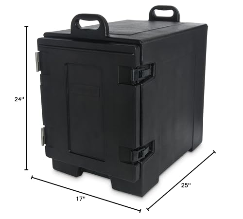 Carlisle PC300N03 Cateraide End-Loading Insulated Food Pan Carrier, 5 Pan Capacity, Black + 10201B07 StorPlus Full Size Polycarbonate Food Pan, 4 Deep, Clear