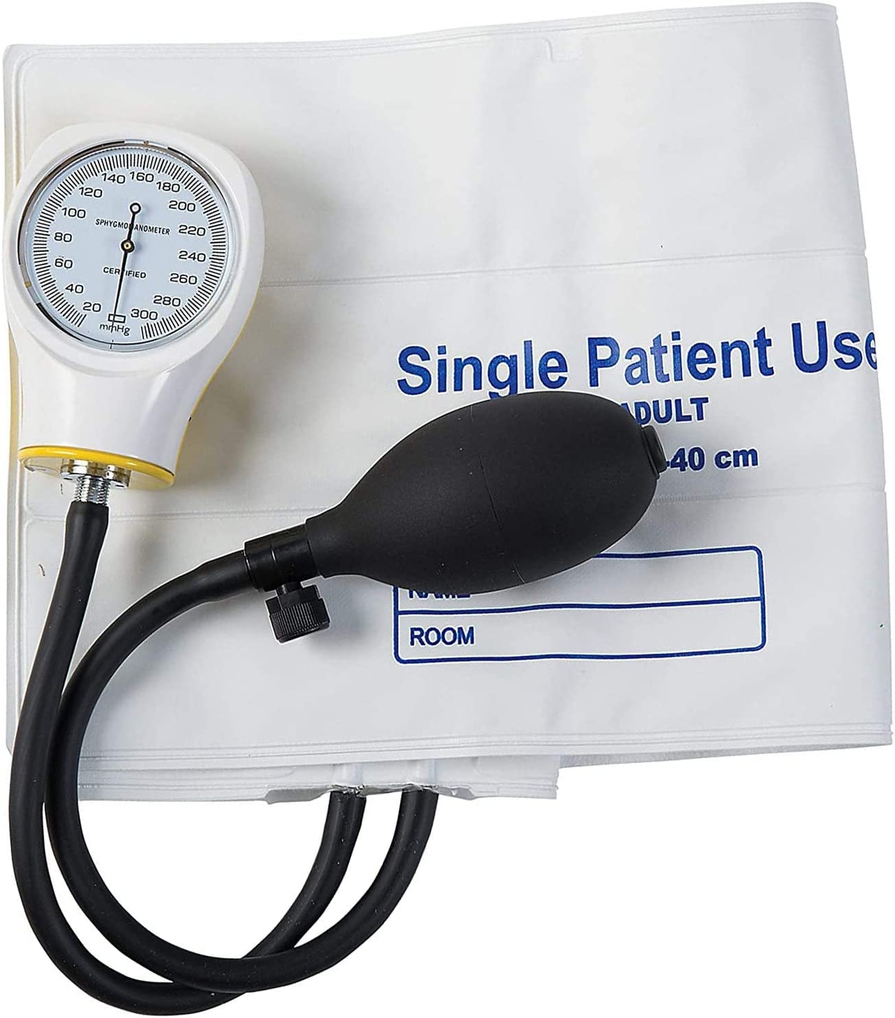 MABIS Disposable Sphygmomanometer Manual Arm Blood Pressure Cuffs, Single Use, Adult, White (Pack of 40, 200 Count Total)