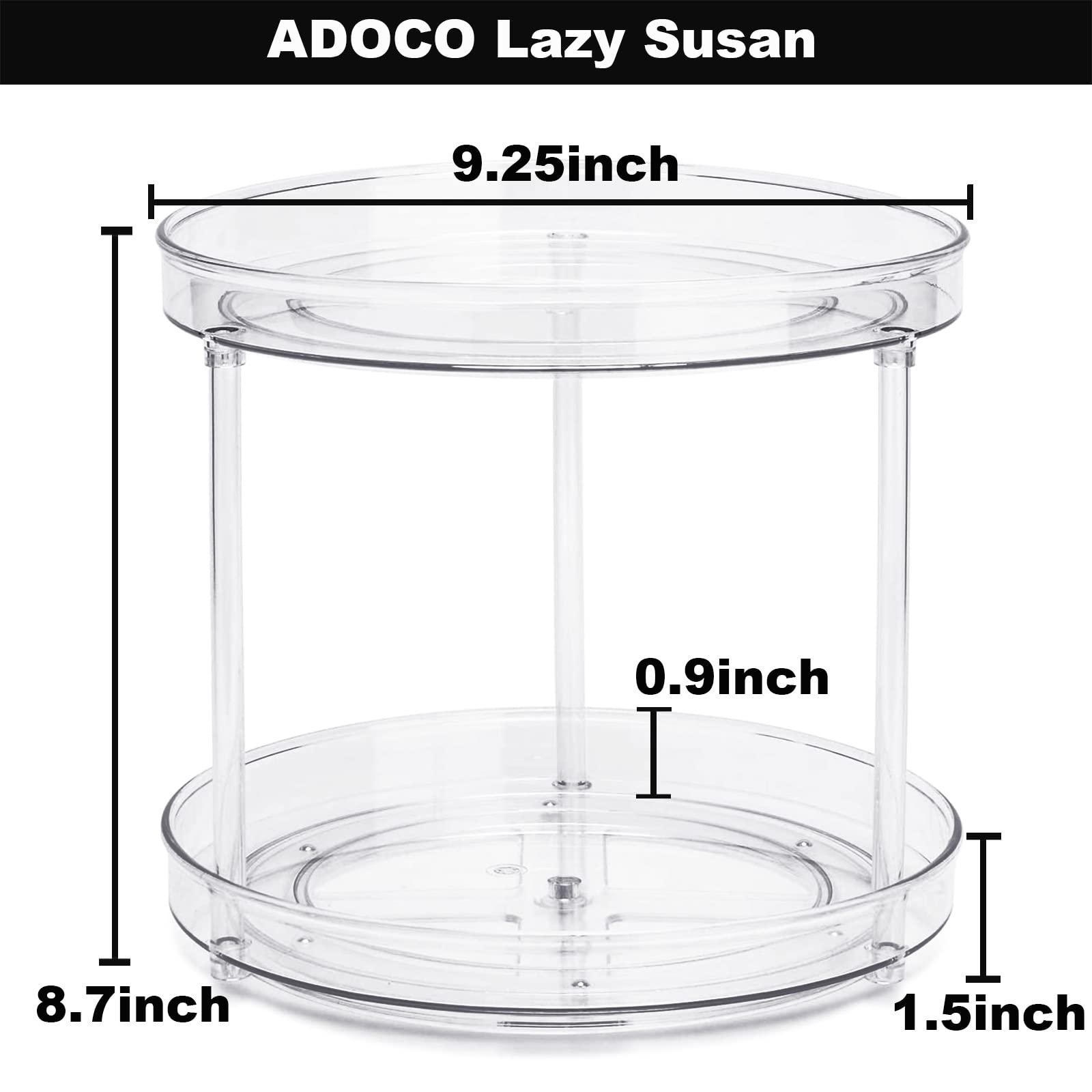 2 Tier Lazy Susan Organizer, Set of 2, 9.25inch and 10.6inch