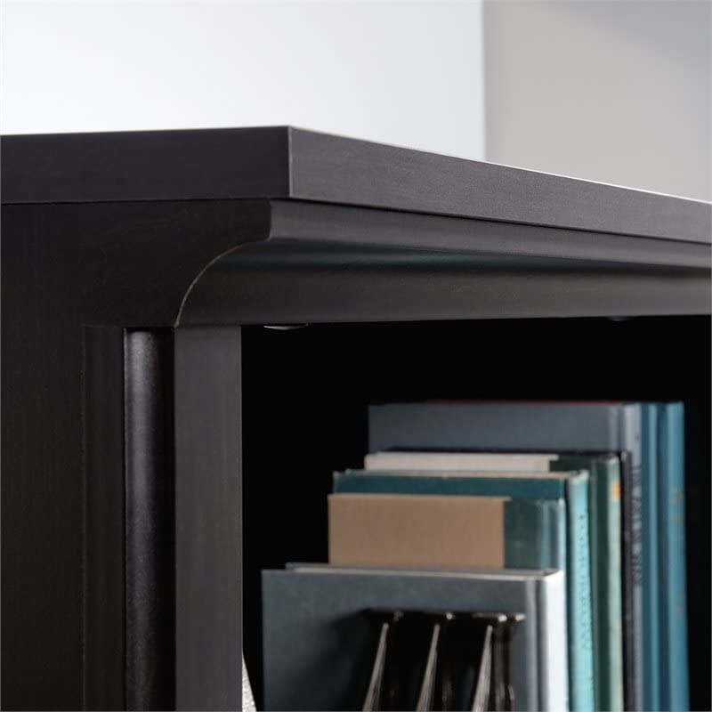 Sauder Misc Storage 3-Shelf 2-Door Tall Wood Bookcase in Estate Black