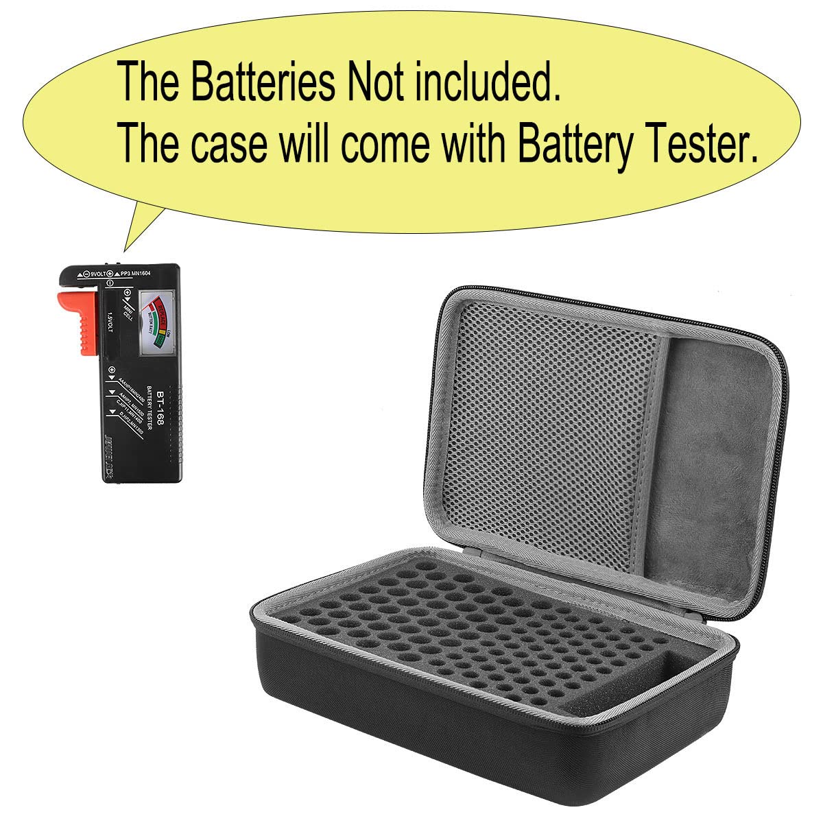 co2CREA Organizer Storage Case for Household Batteries AA Double A/AAA Triple A Everyday Alkaline Battery, Hard Battery Organizer Storage Box, Carrying Case Bag Holder - Holds 116 Batteries