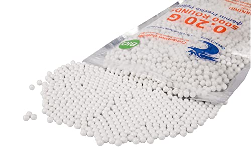 Airsoft BBS 0.20g 5000 Rounds, Match Grade High Precision BB, Plastic 0.20 Gram 6mm BBS with Airsoft Speed Loader (100 Rounds Capacity) Quick Loader for Airsoft Magazine