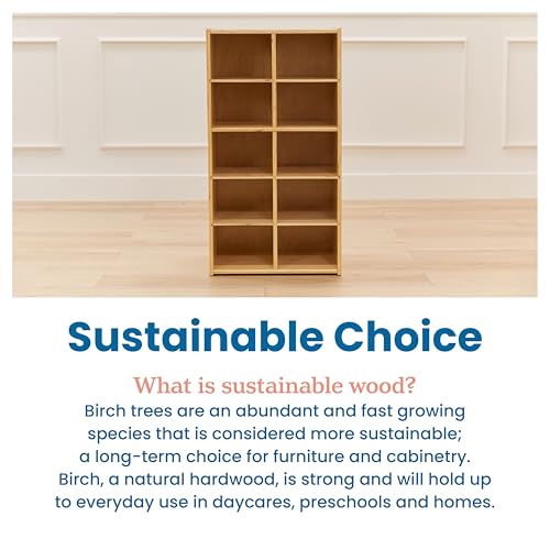 ECR4Kids Streamline 10 Cubby Tray Cabinet with Scoop Front Storage Bins, 5x2, Classroom Furniture, Contemporary