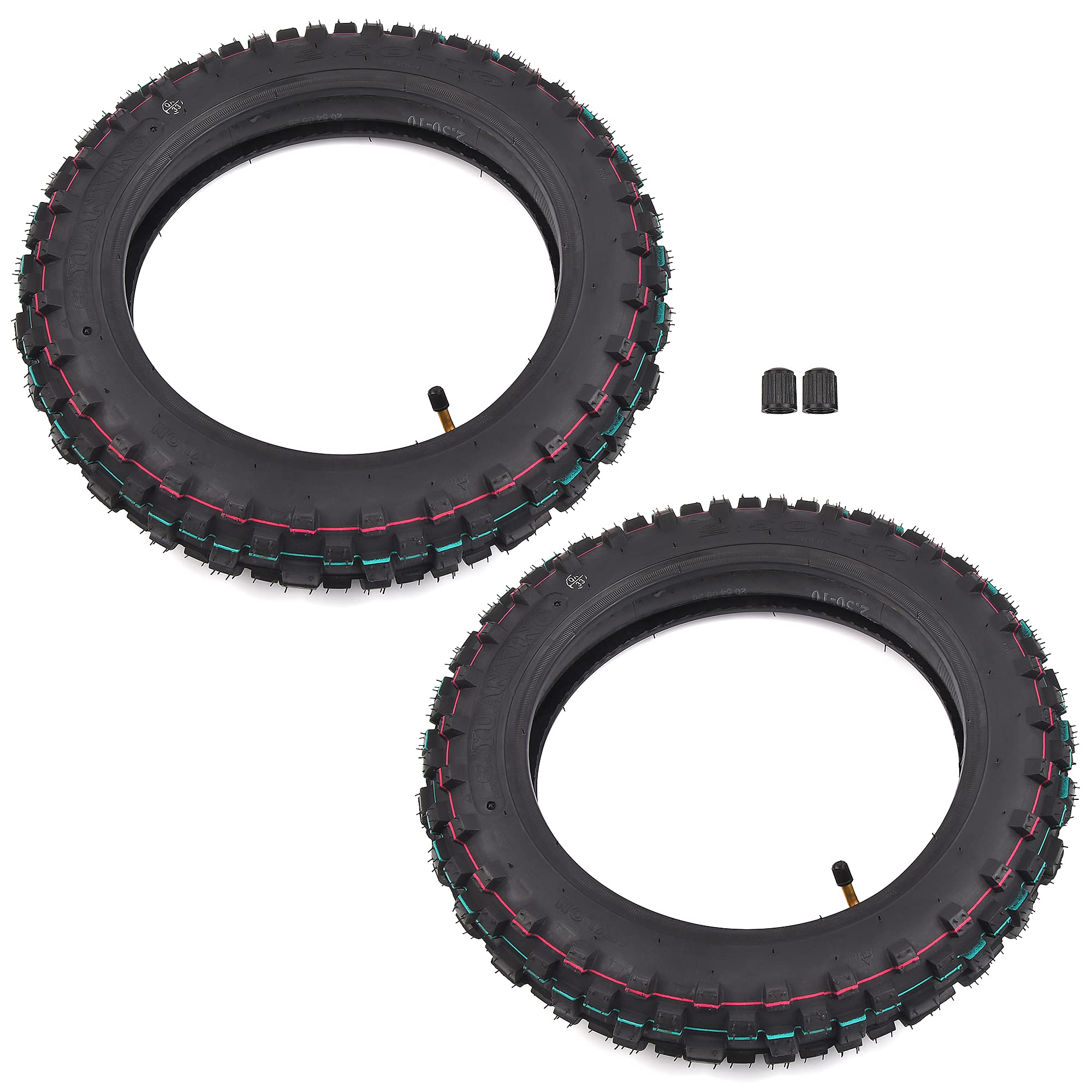 2.50x10 Tires 4 PR 33L& 2.5-10 Inner Tubes Replace 10 in Rim Off Road Motorcycle Dirt Bike PW50