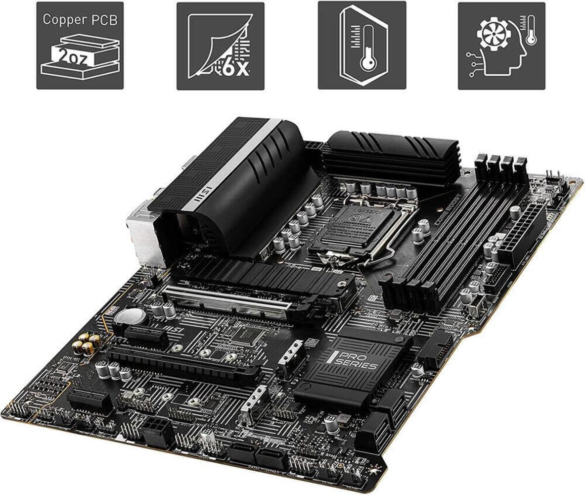 MSI Z590 PRO WiFi ProSeries PC Gaming Motherboard (ATX, 11th/10th Gen Intel Core, LGA 1200 Socket, DDR4, PCIe 4, M.2 Slots, USB 3.2 Gen 2, 2.5G LAN, DP/HDMI, Wi-Fi 6E) (Renewed)