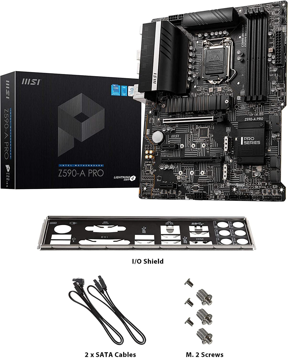 MSI Z590-A PRO ProSeries Computer Gaming Motherboard (ATX, 11th/10th Gen Intel Core, LGA 1200 Socket, DDR4, PCIe 4, M.2 Slots, USB 3.2 Gen 2, 2.5G LAN, DP/HDMI) Intel PC Motherboards (Renewed)