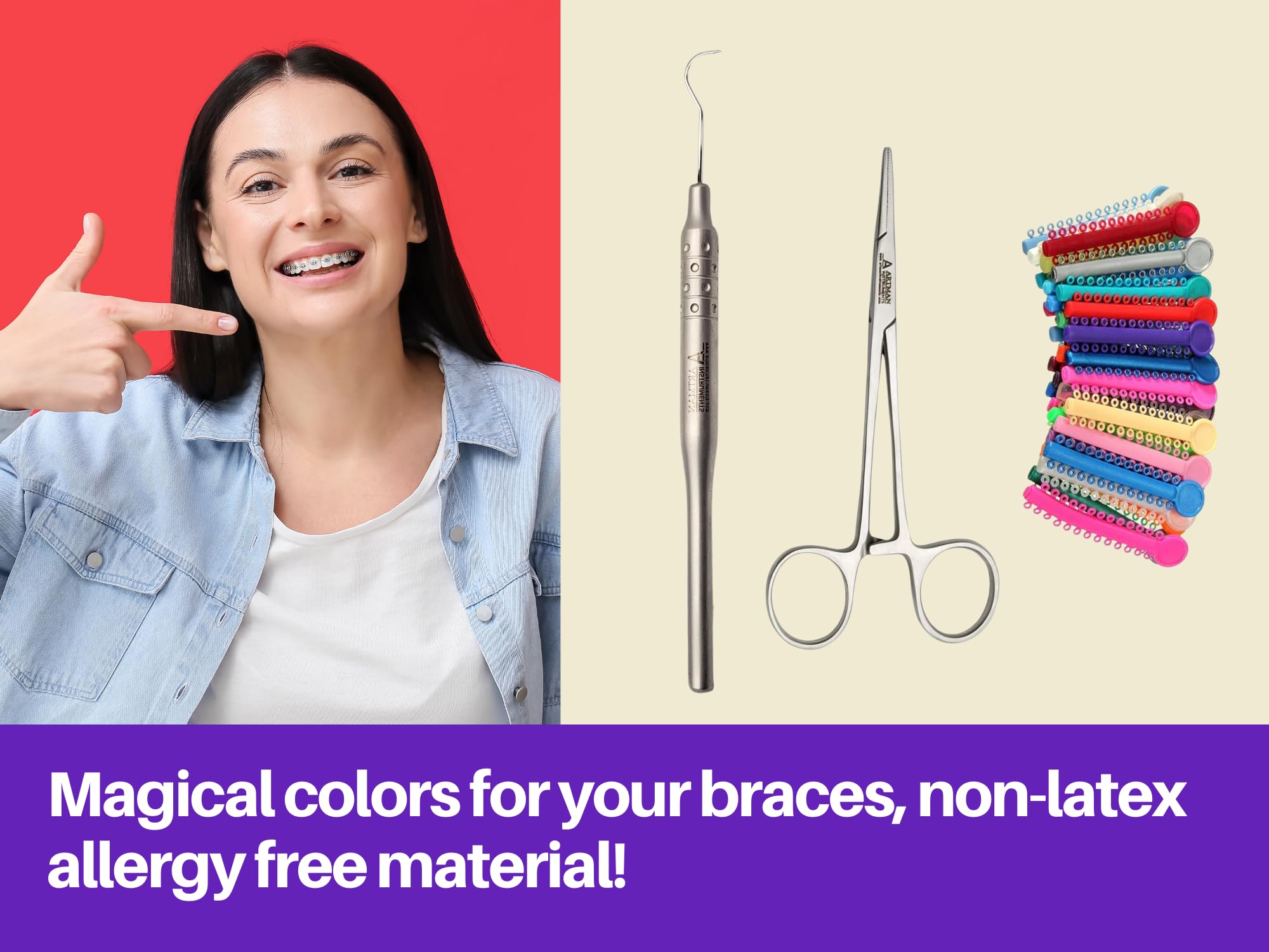 Dental Braces Color Changing Kit, Orthodontic Ties Changing kit, Change The Color of Your Braces Yourself in Minutes Ligas para Brackets Ortodoncia