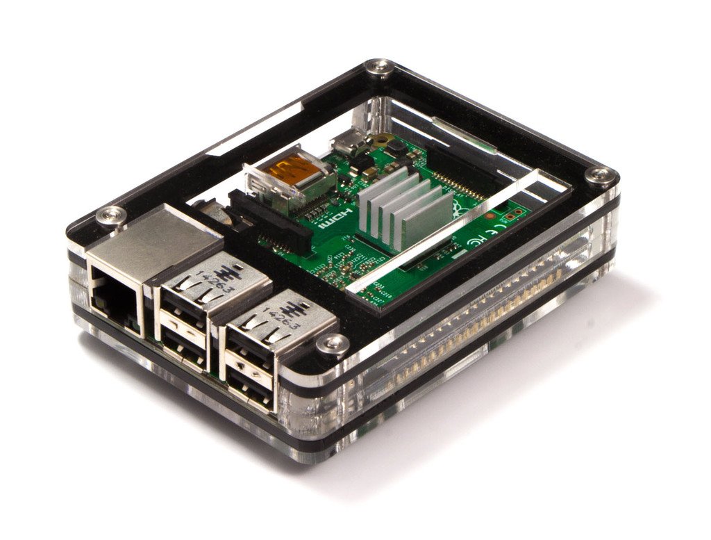 C4Labs Zebra Case Kit for Raspberry Pi 3B+, 3, 2, 2B and B+ Heat Sinks and Power Cord Included-Black Ice