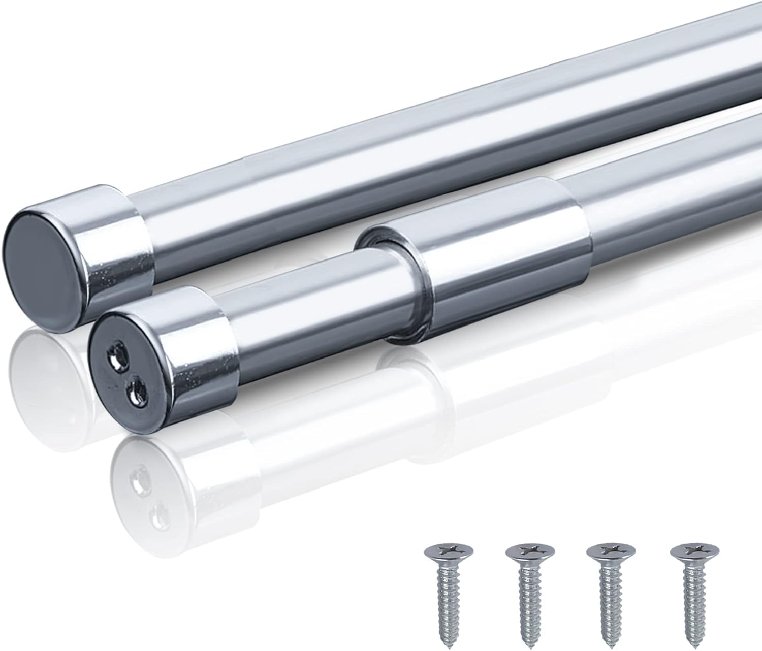 2PCS Small Closet Poles for Hanging Clothes, 2 Pack Stainless Steel Closet Pole, Adjustable Closet Hanging Rod for Wardrobes 15.7-25.6inch (15.7-25.6inch)