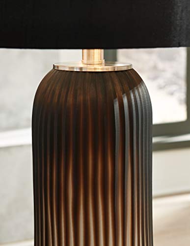Signature Design by Ashley Abaness Contemporary 28.63" Glass Table Lamp, 2 Count, Black