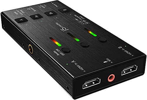 j5create Live Video Capture Card - Dual HDMI to USB-C, Supports 1080p 60Hz Video and Audio Recording, Power Delivery 60W Pass Through, Ideal for PC Xbox Playstation Android Game Live Streaming (JVA06)