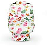 Carseat Canopy - Includes 2 Car Seat Strap Covers - Cactus Breastfeeding Cover, Shopping Cart Cover, Baby Car Seat Cover, Baby Carseat Covers