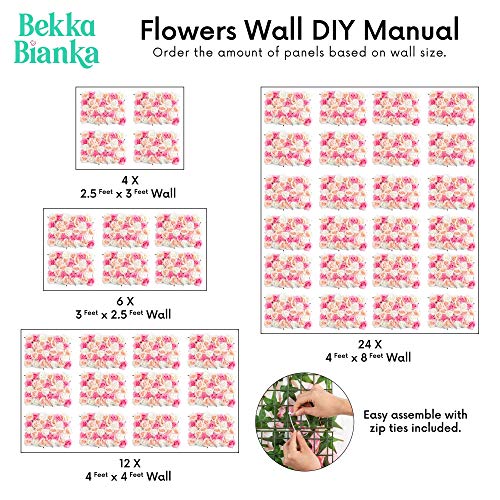 Flower Wall Decor 3D Flower Wall Panel Silk Flowers for Wedding Backdrop, Bridal Shower, Event, Baby Girls Room, Nursery, Home Decor, Pink Wall Decor (Rose and Hydrangea Premium Silk Flowers)