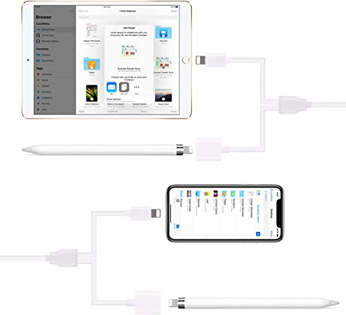 Charger Adapter for Apple Pencil Adapter Compatible with iPad Pro Pencil Accessories Male to Female Flexible Connector 2in1 Charging Cable 150CM
