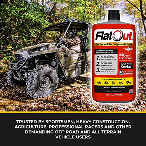 FlatOut Tire Sealant Sportsman Formula - Prevent Flat Tires, Seal Leaks, Contains Kevlar, 32-Ounce Bottle, 4-Pack