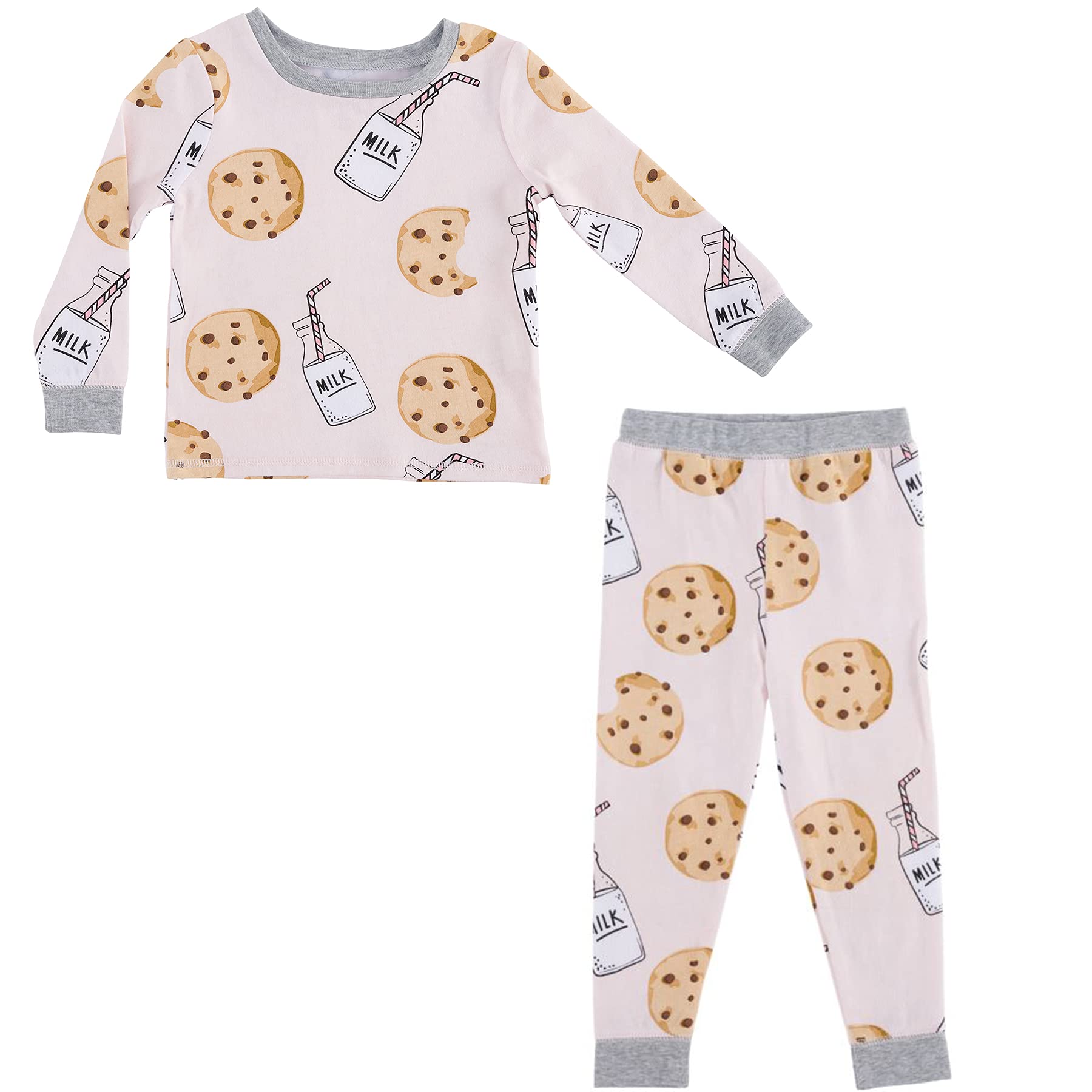 Mud Pie baby girls Girls' Set, Pink, Mud Pie Milk and Cookies Pajama Set Pink 4 Toddler, Pink, 4T US