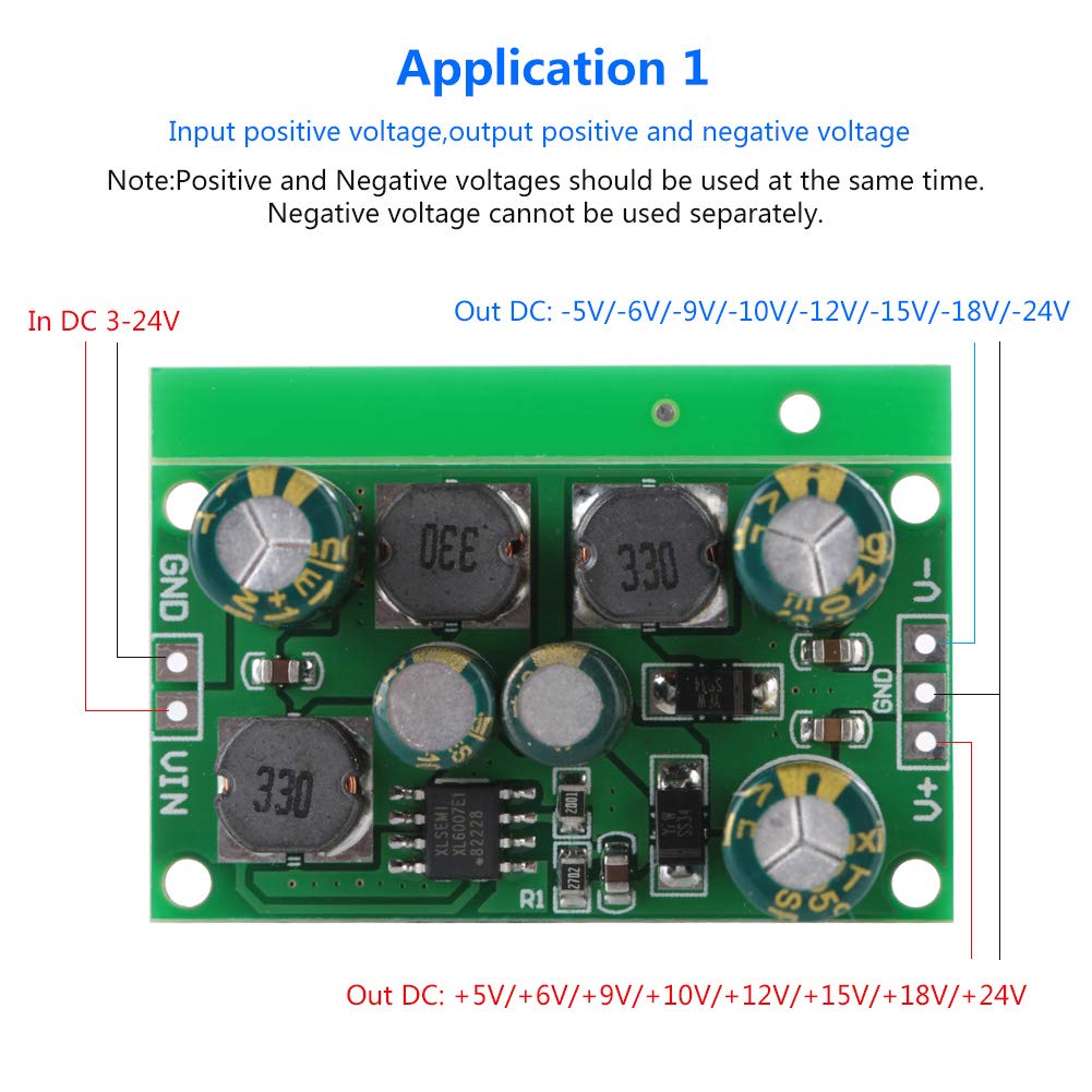 Jeanoko Positive and Negative Voltage Regulator DC-DC Boost Converter Positive and Negative Power Supply Boost Regulator(Output Voltage ¡À12VDC)