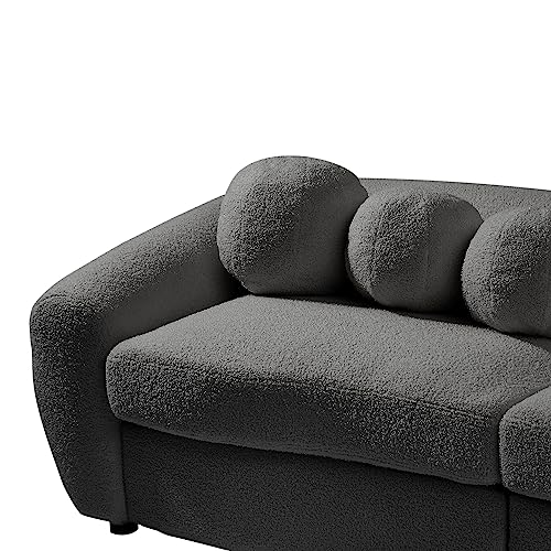 87.7" Curved Cloud Sectional Sofa+5 Decorative Throw Pillows