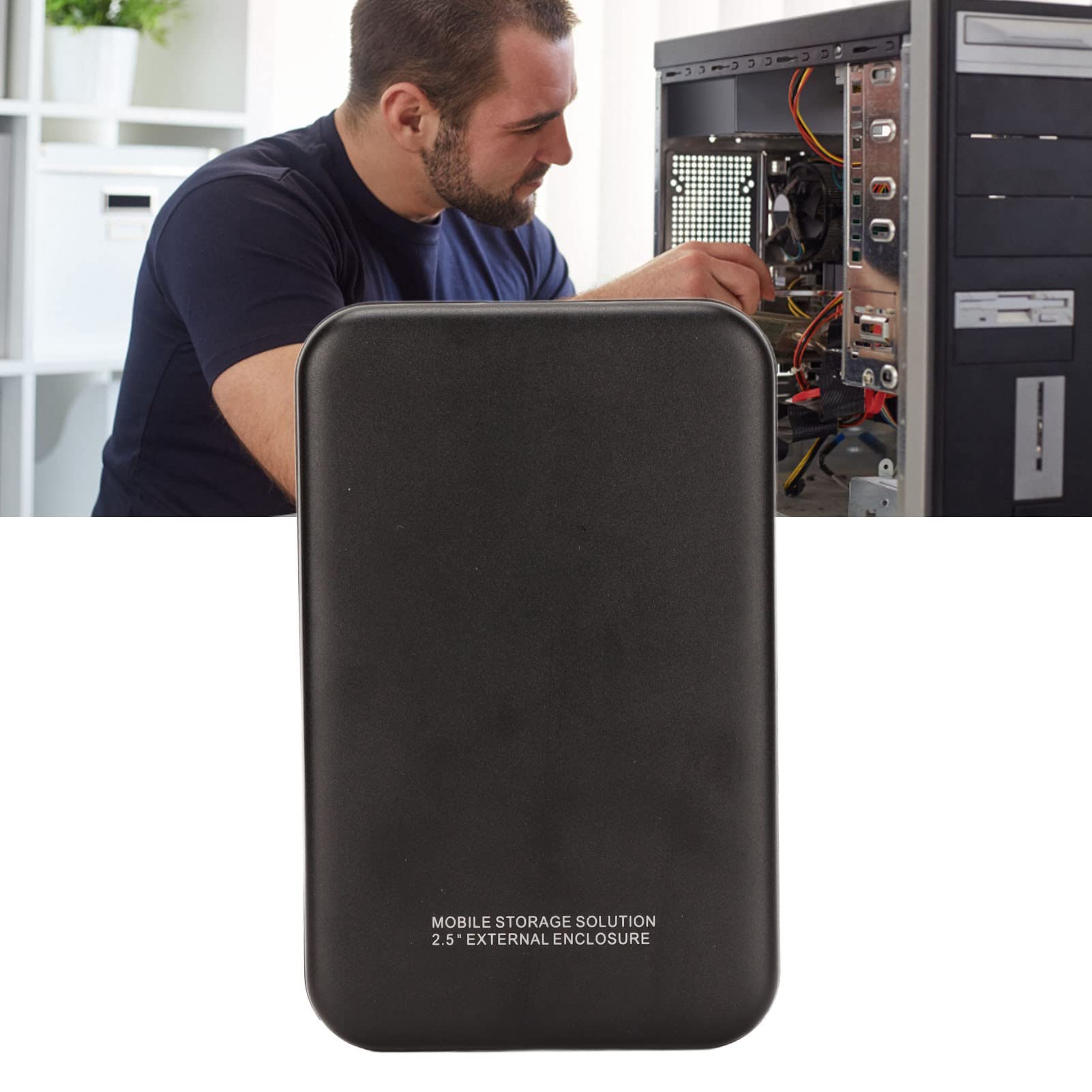 2.5in Hard Drive Enclosure, Enclosure SATA to USB 3.0 Adapter, Plug and Play Black Computer Hard Drive Enclosure with UASP