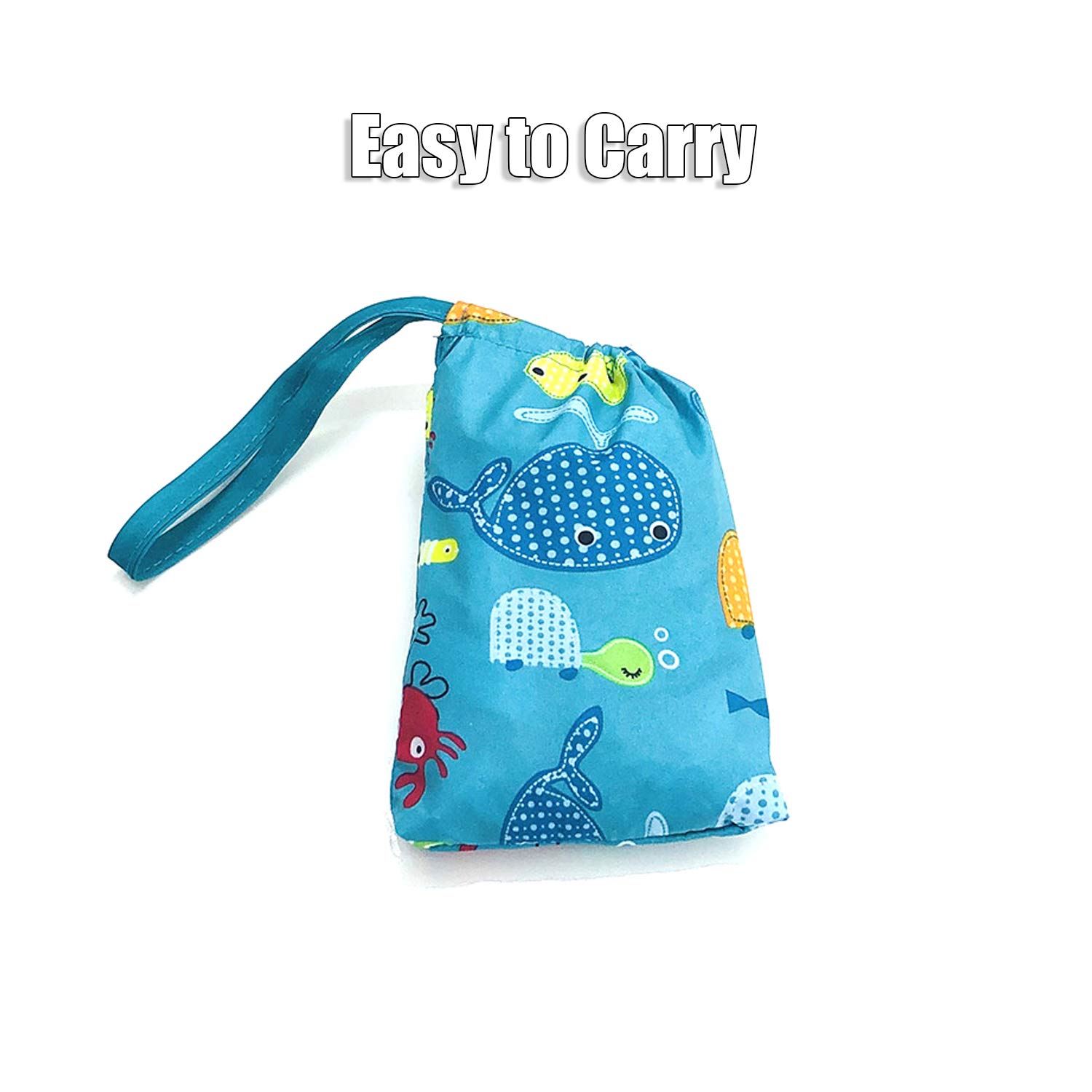 HIVVI Long Sleeve Baby Bib, Attaches to Highchair, Waterproof & Portable (Blue Seaworld)