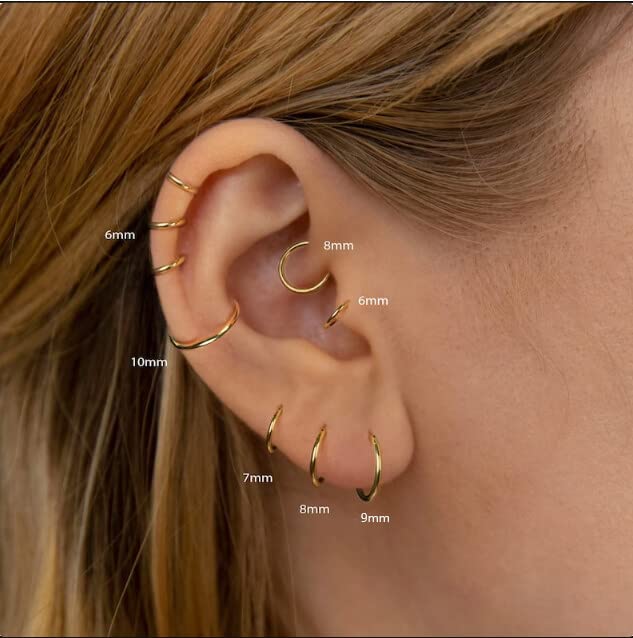 20G Small Cartilage Earrings Set for Women Surgical Stainless Steel, Screw Flat Back Mini Helix Earrings Tiny Hoops and Studs Earrings Set for Multiple Piercing Hypoallergenic, Pack of 10 Pairs ( 6/7/8/9/10mm Silver Hoops & 2mm CZ Studs)