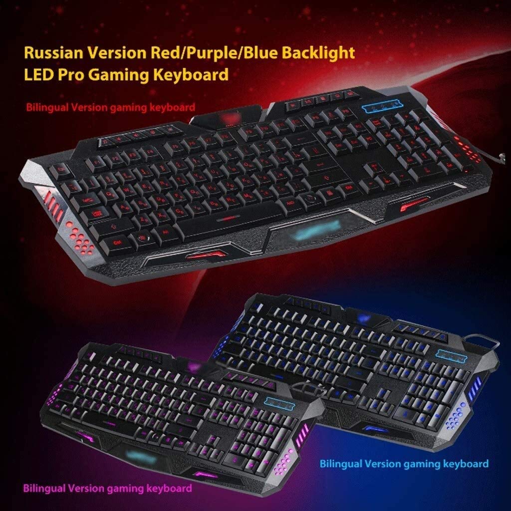 HJJWL Gaming Keyboard and Mouse, Backlit Mouse Keyboard Set, Three-Color Backlit Keyboard,Ergonomic Design，Seven Key Colorful Glowing Gaming Mouse, Up to 3200dpi