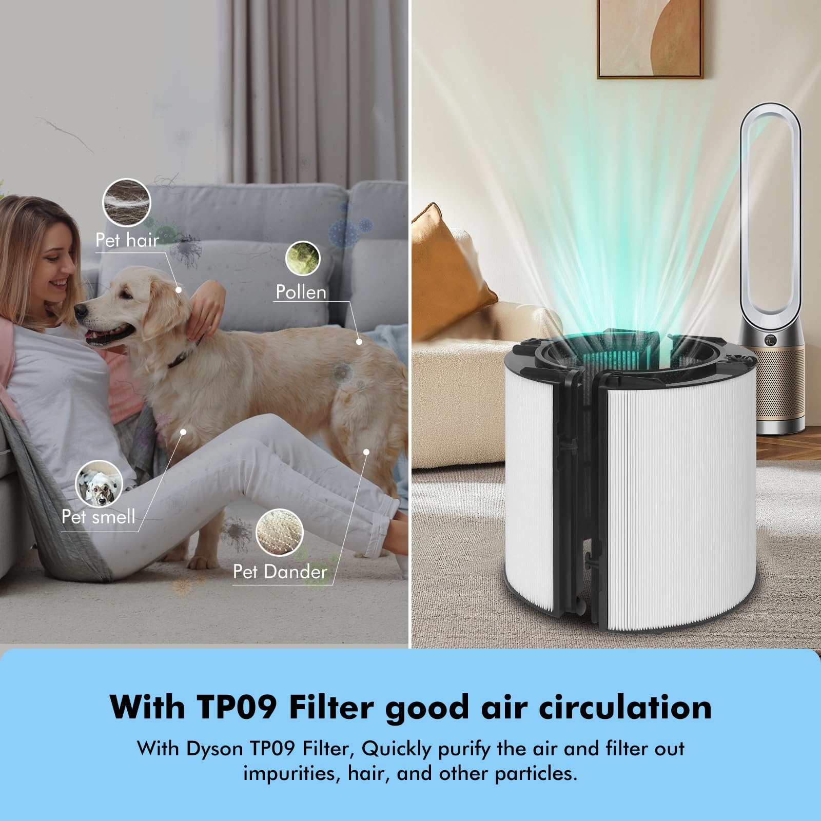 2-IN-1 Filter Replacement for Dyson PH01 HP07 HP10 TP07 TP10 TP09 HP09 HP06 TP06 Air Purifier 360 Combi Glass Pure Cool Hot Humidify Fan, 2-IN-1 Activated Carbon Filter and H13 True Hepa Filter