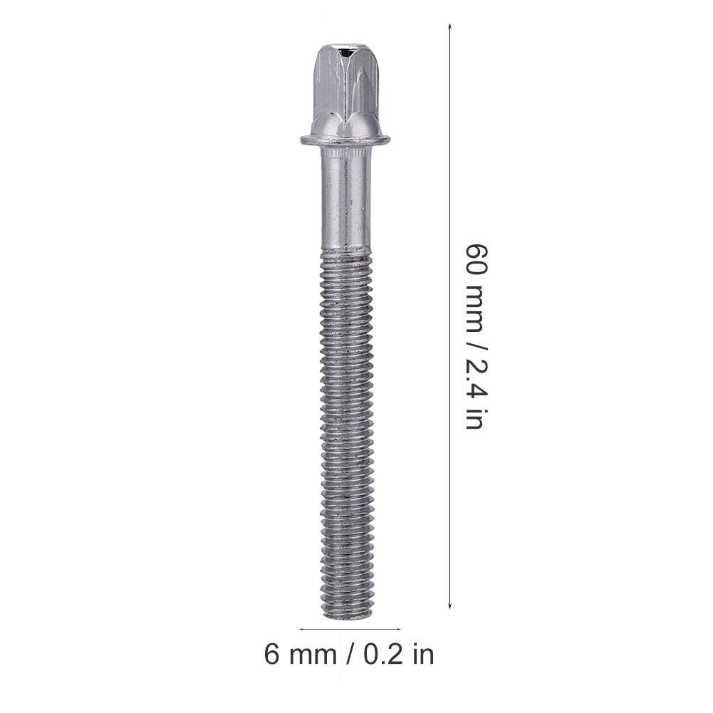 6Pcs Screw Rods, 60mm Drum Tight Screw Tension Rods Percussion Replacement Accessory