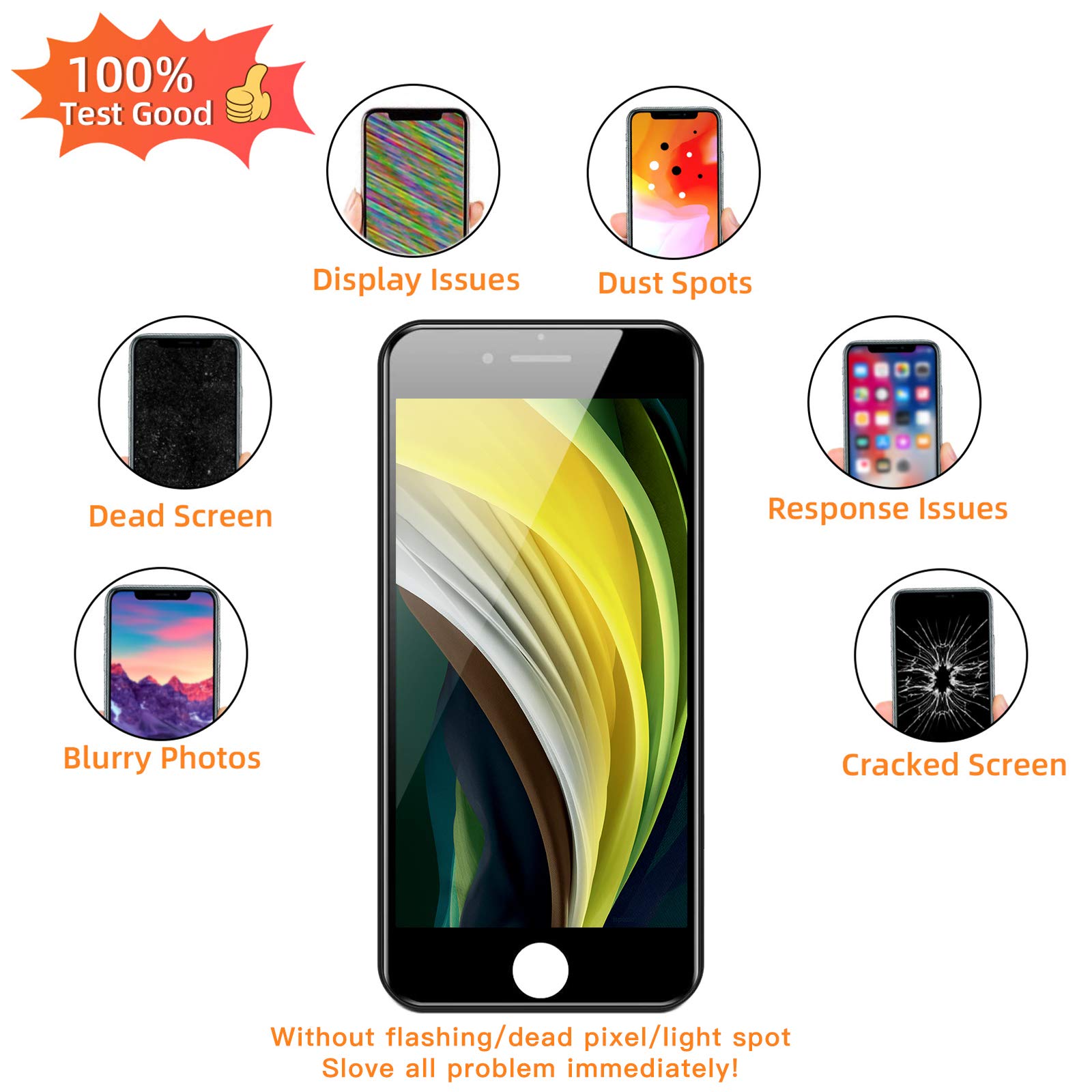 for iPhone 8/SE 2020 [ 2nd Generation ] Screen Replacement Black 4.7 inch, Bsz4uov LCD Display Touch Screen Digitizer, Waterproof Frame Adhesive Sticker+Repair Tool Kit