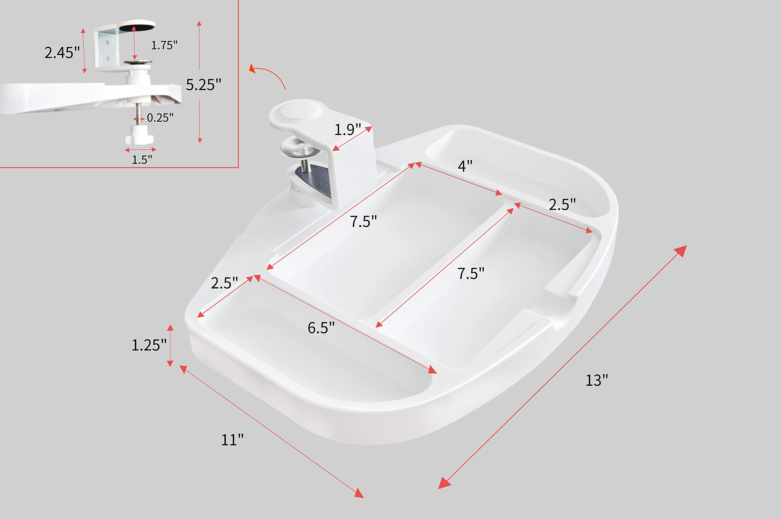 ApexDesk Clamp-On Under Desk 360-Degree Swivel Drawer - Perfect Office Storage Accessory For Your Existing Standing Desk (Clamp-On Desk Drawer - White)