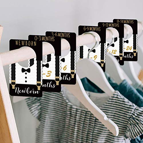 Baby Closet Size Dividers, Gentleman Boy Baby Closet Organizer, Newborn Nursery Wardrobe Divider Hangers to Arrange Clothes with Separator by Size or Age, 0-24 Months