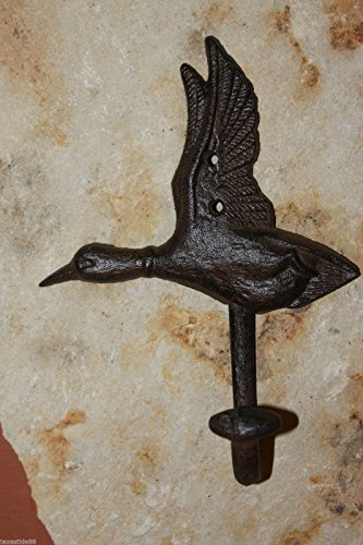 Cast Iron Home Decor Collectibles Duck Hunter Set Mudroom Duck Coat Hat Hooks, Set of 4