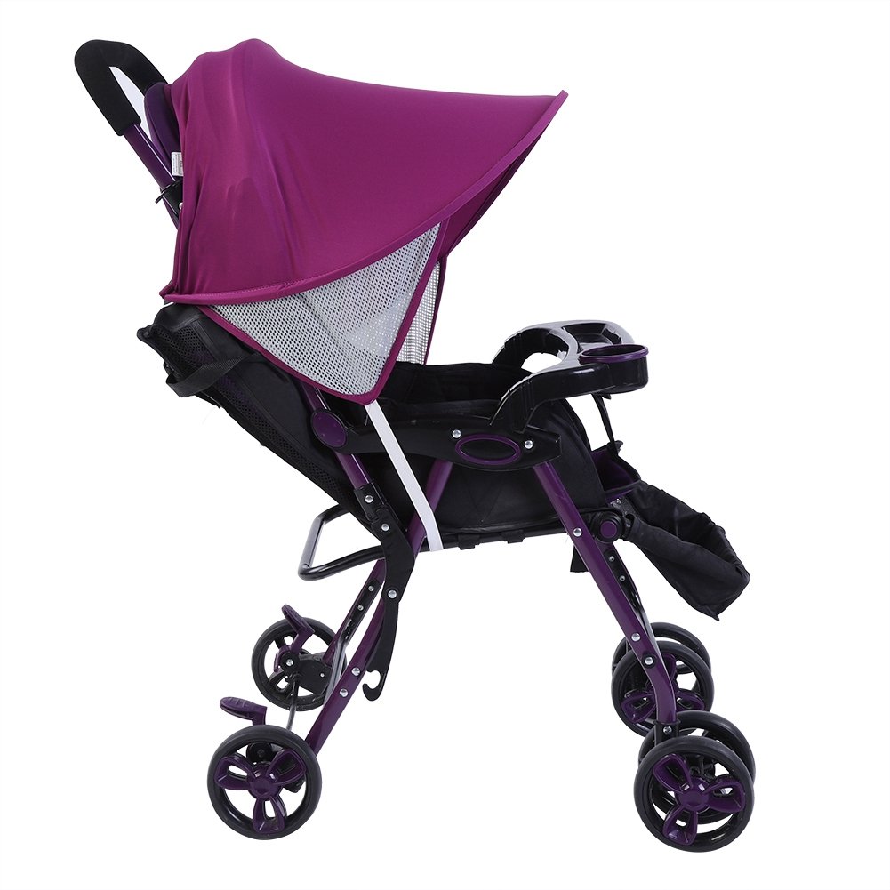 Baby Infant Stroller Sun Shade Canopy UV Protection Rays Easy Installing Sunshade Cover Awning Pushchair Universal Sunblock Strollers for Baby Prams and Buggies, Purple(Only Includes Awning)